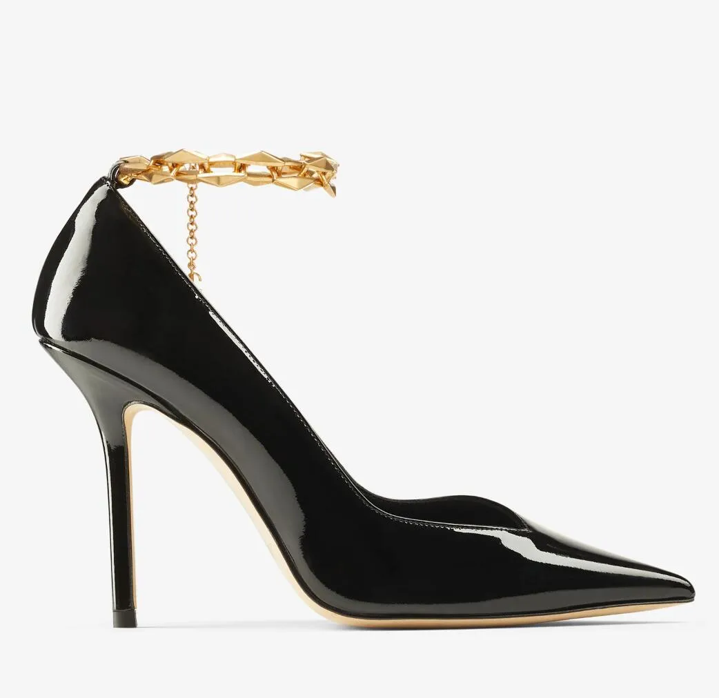 Elegant Diamond High Heels Sandals - Pointed Toe Stilettos with Gold ...