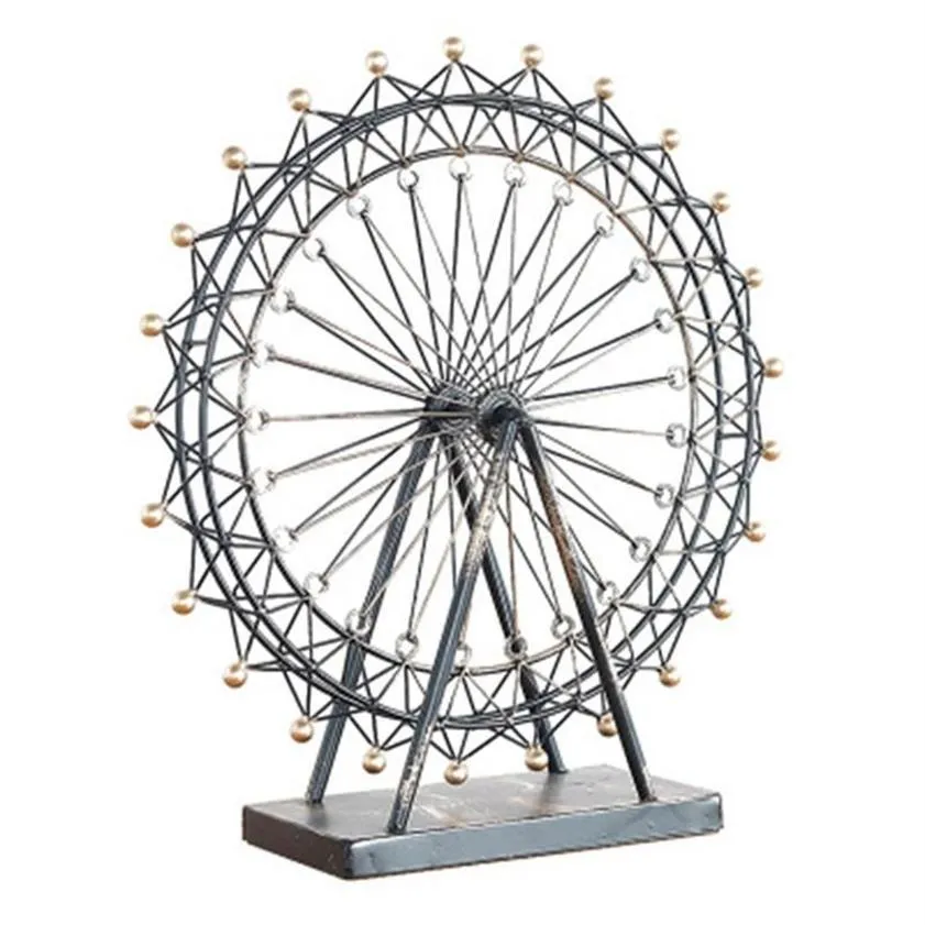 Iron Ferris Wheel Sculpture - Creative Home Decor Figurine, Metal Art ...