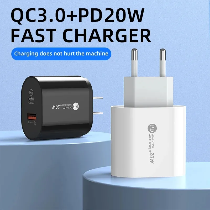 PD 20W USB Charger Fast Charger QC3.0 Wall Charger Adapter Quick Charge ...