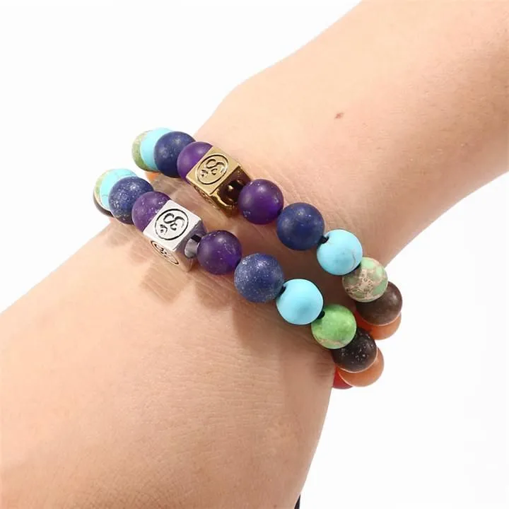 OM Rosary Beads Chakra Bracelet Stones Natural Stone 7 Chakra Healing ...