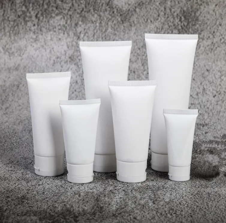 Refillable Lotion Tube Set 20ml 30ml 50ml 100ml White Plastic Travel ...