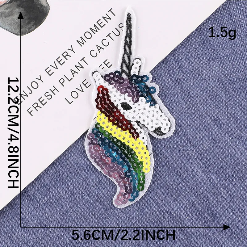 Large Unicorn Sequin Iron On Patch For DIY Embroidery On Clothing ...