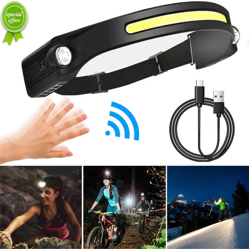 Rechargeable Headlight LED COB: Waterproof Sensor Headlamp with USB ...