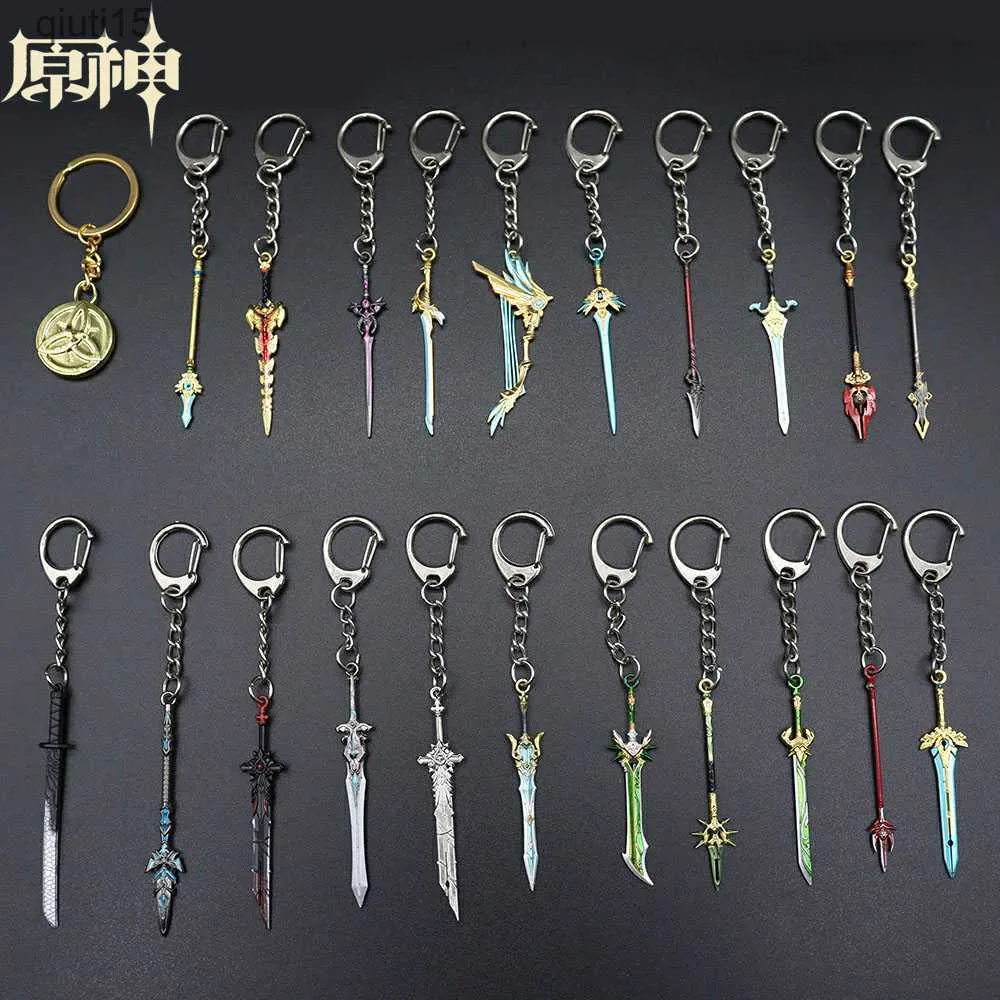 Genshin Impact Anime Keychains 6cm Cartoon Sword Weapon Keyrings ...