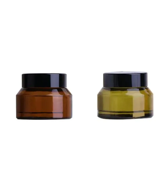 Cream Jars: Amber & Green Glass Cosmetic Container Set - 15g 30g 50g ...
