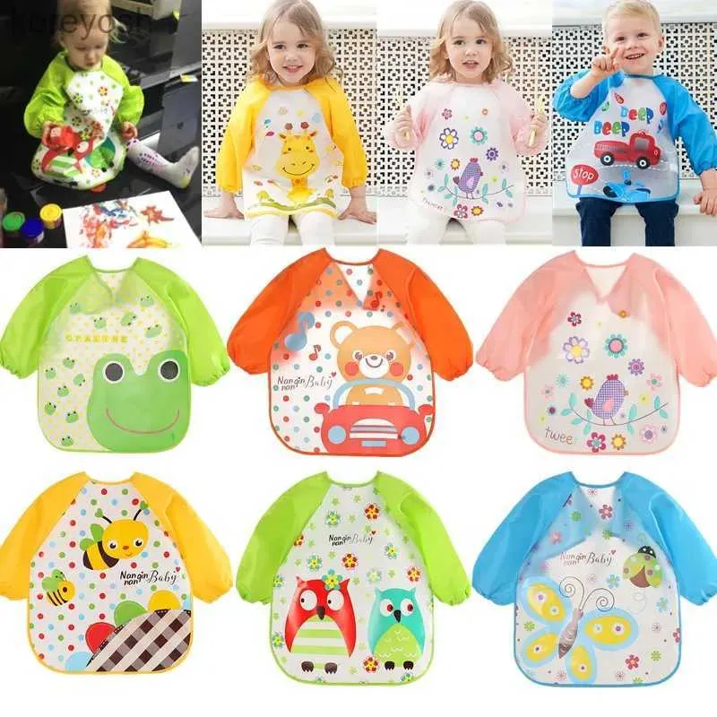 Cute Baby Bib Set: Waterproof Long Sleeve Apron, Soft Burp Cloths ...