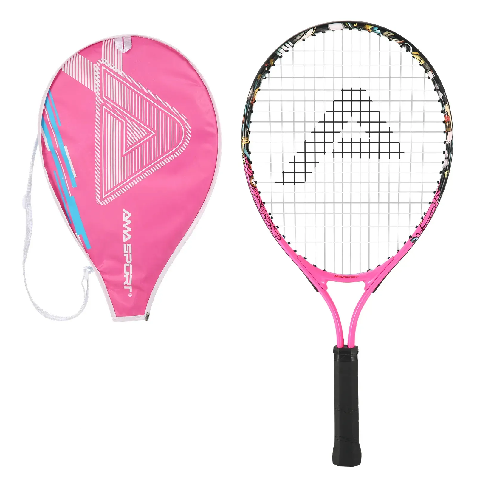 Kids Tennis Rackets Pink & Yellow Starter Kit, 17/25 Girl/Boy, 420D ...