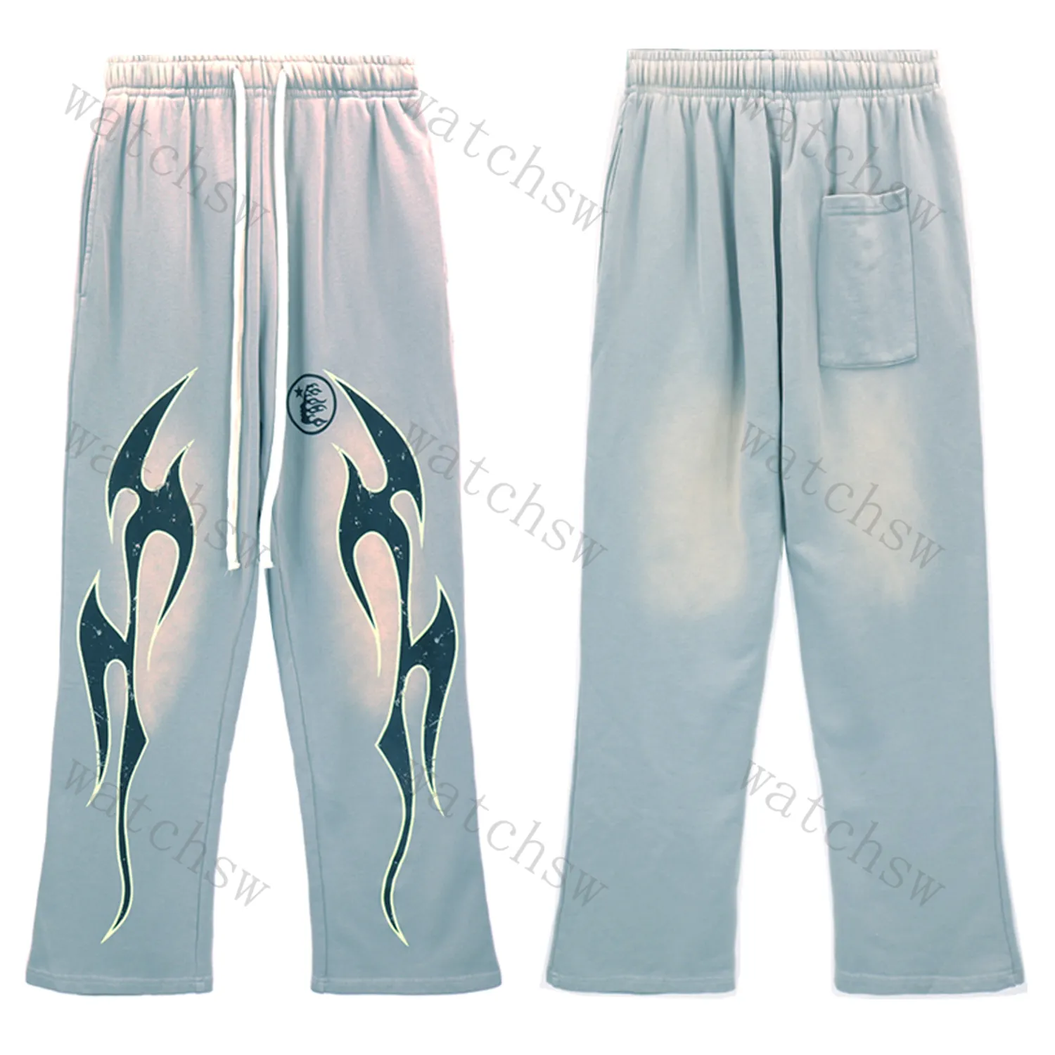 Hellstar Tide Brand Ins Flame Mud Dyed Retro Casual Wash Water Trend ...