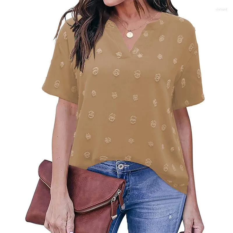 DHgate.com:Elegant V-Neck Short Sleeve Chiffon Dot Blouse for Women ...