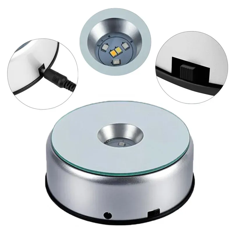 Rotating Lighted Display Base With Crystal Design And AC Adapter For ...
