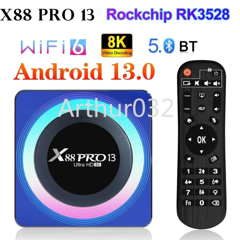 X88 Pro 13 Android 13.0 Smart TV Box, 4GB RAM, 32GB/64GB Storage, 8K HD ...