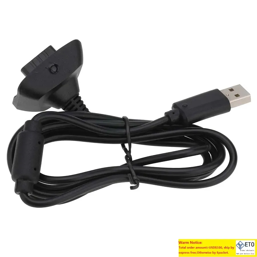 Black USB Charging Cable Cord Replacement Charger for Xbox 360 Wireless ...