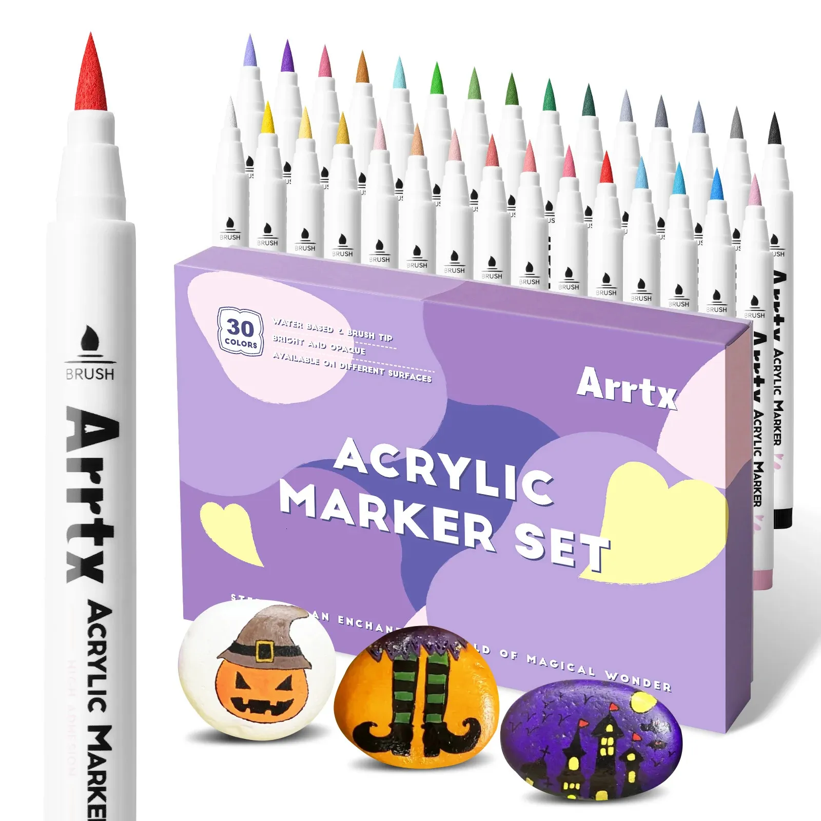Arrtx Acrylic Paint Markers, 24/30/Acrylic Paint Marker Pens, Water ...