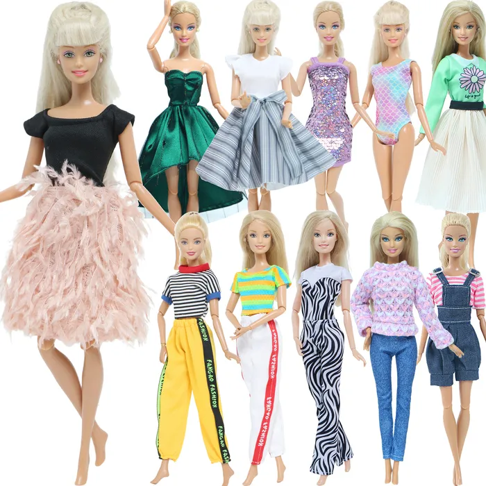 Doll Clothes Set: Fashion Outfit - Multicolor Wave Dot Dress, Shirt ...