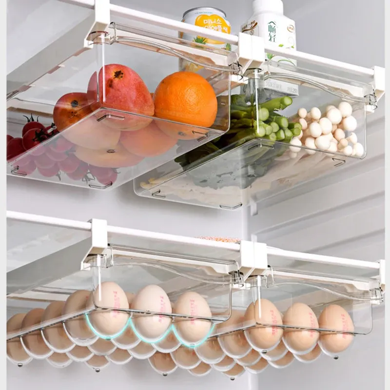 DHgate.com:Adjustable Fridge Organizer Bins with Drawer, Clear Plastic ...