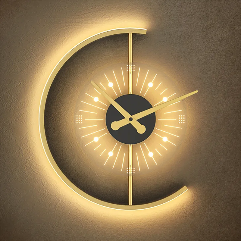 Nordic Clock Wall Lamp: Modern LED Bedside Light, Creative Living Room ...
