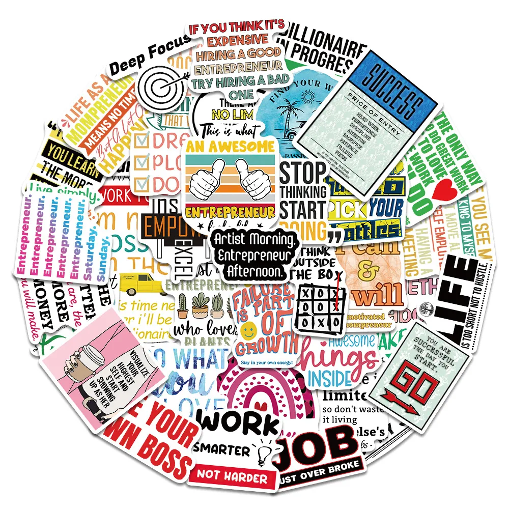 50 Motivational Quote Stickers - Inspirational Entrepreneur Decals for ...
