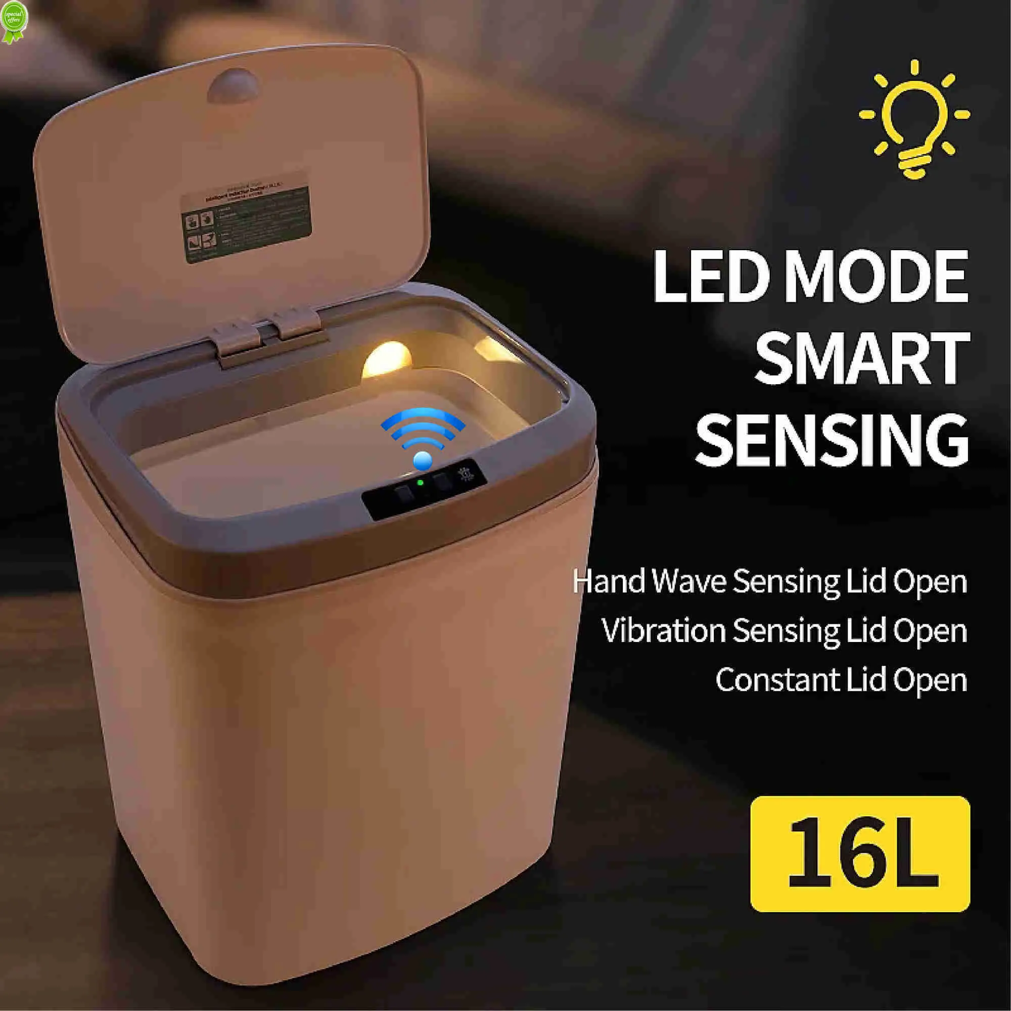 Automatic Trash Can: 16L Smart Sensor Waste Bin With Night Light For ...
