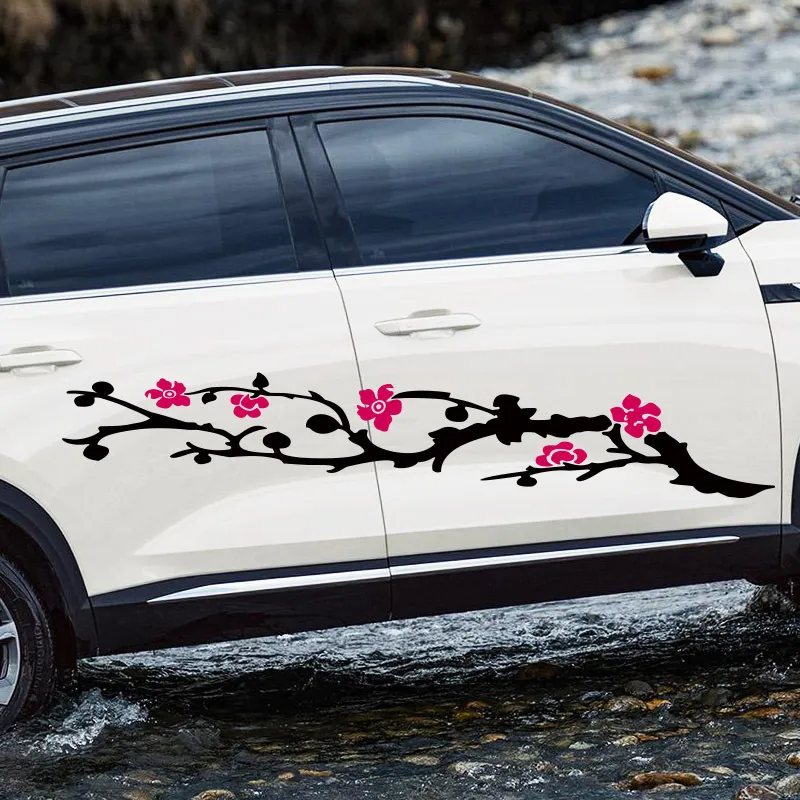 Universal Car Body Decals - Sporty Flower Graphic Stickers, Auto Power ...