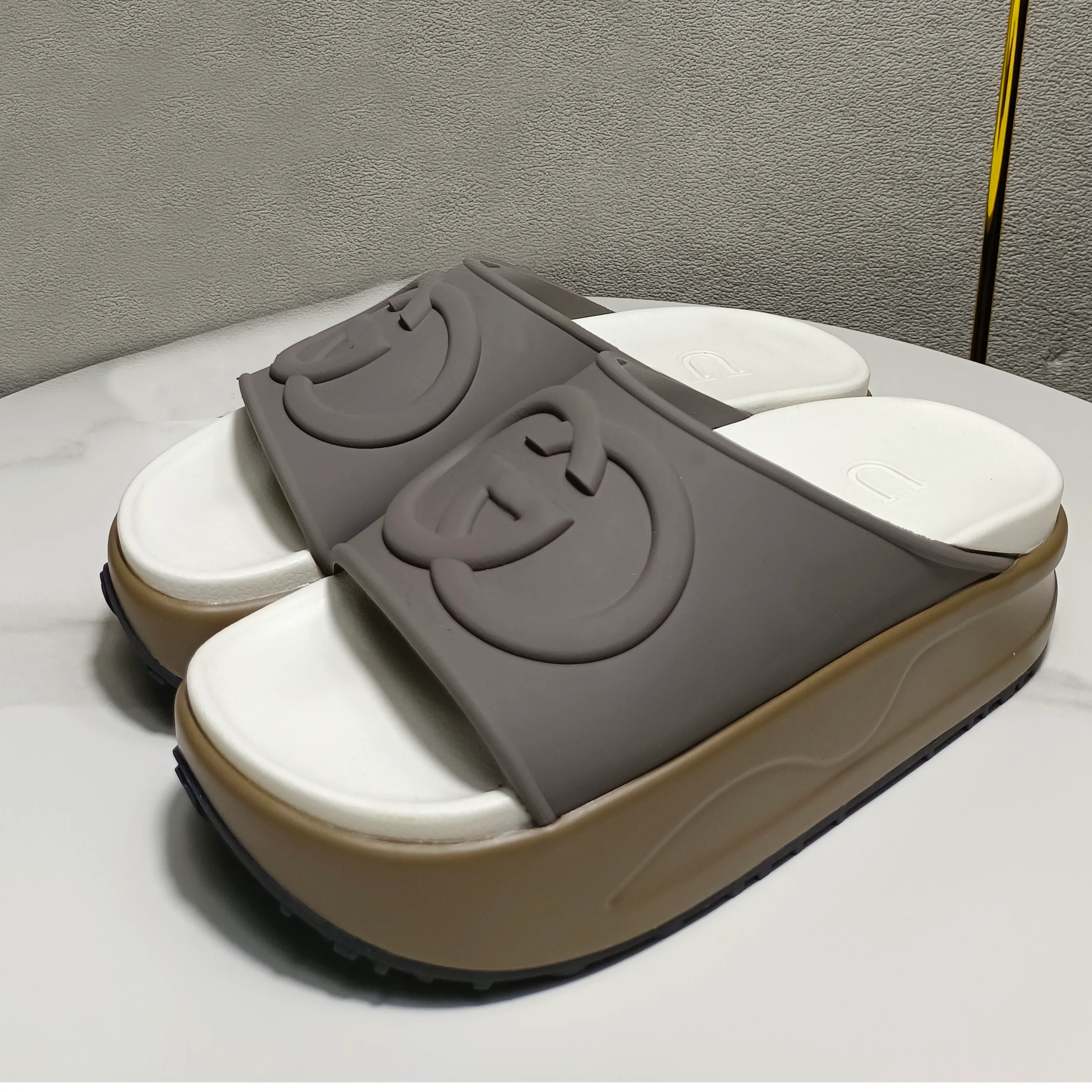 Luxury Designer Women's Slides: Blue Cement, Grey, Orange Rubber New ...