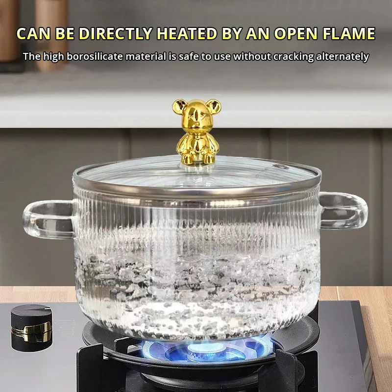 DHgate.com:Double Ear Glass Bowl Soup Pot with Lid (2 Pack):Home & Garden