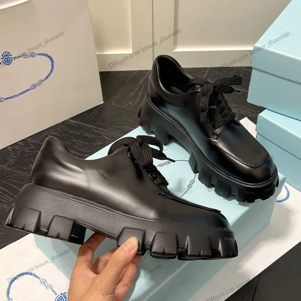 Monolith Lefu Designer Womens Platform Flats With Leather Lace Up ...