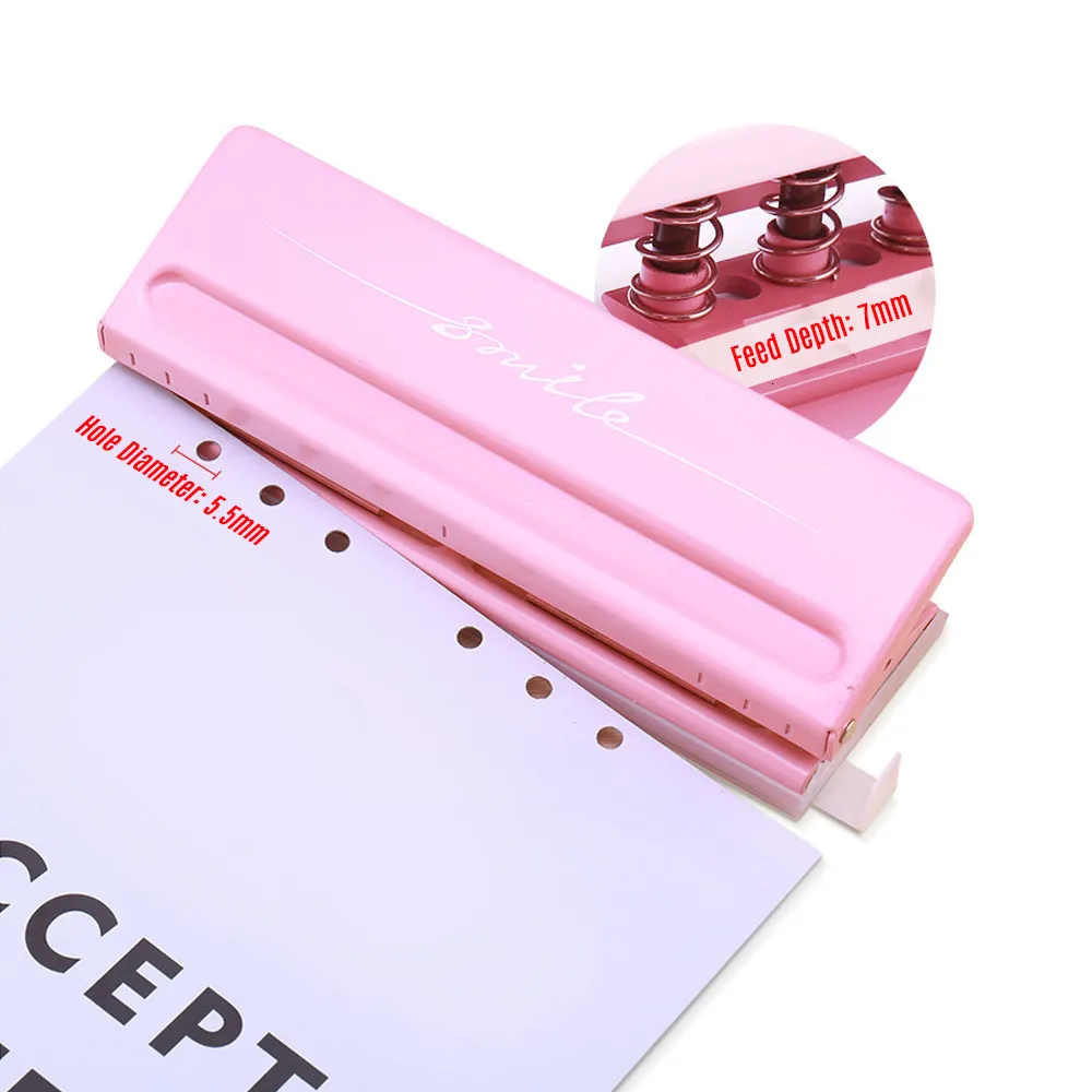 Adjustable 6-Hole Punch - Desktop Paper Punch, A4 A5 A6 B7 Planner Hole ...
