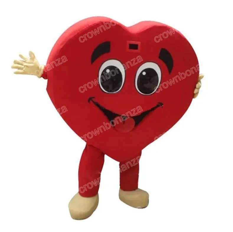 2025 Adult Size Red Heart Mascot Costumes Halloween Cartoon Character ...
