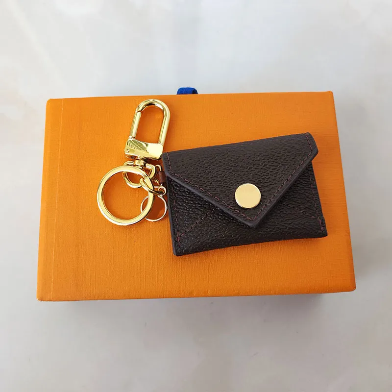 DHgate.com:Designer Brown Floral Leather Mini Wallet Keychain with ...