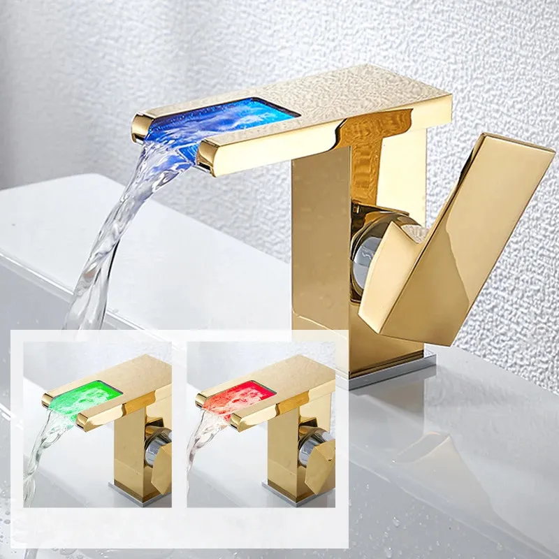 DHgate.com:Brass LED Bathroom Faucet with Waterfall Spout and Color ...