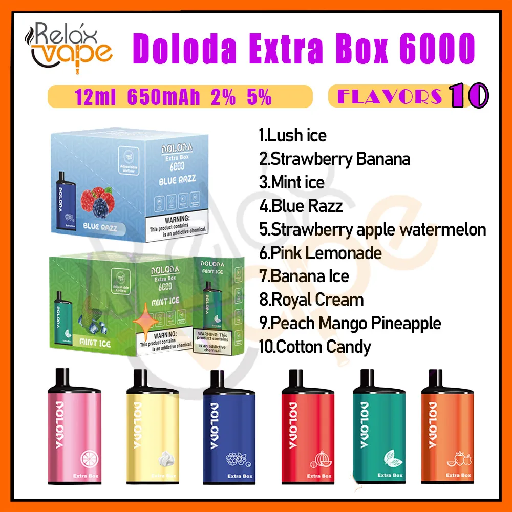 Original Doloda Extra Box 6000 Puff Disposable Vape Pen 1.2ohm Mesh ...