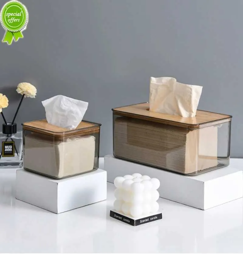 Tissue Box Holder Bamboo Tissue Storage Box with Lid for Removable ...