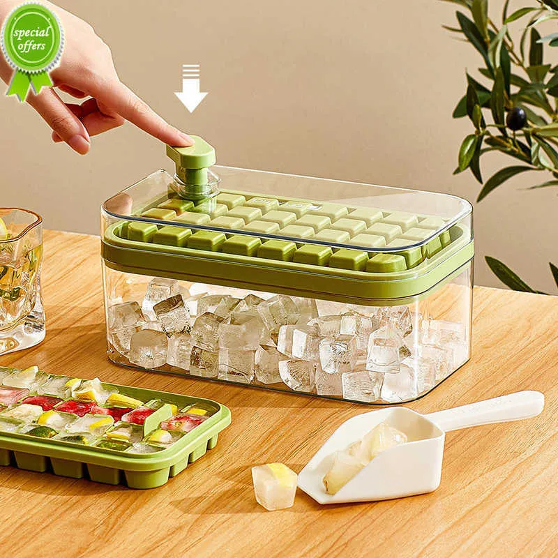 32/64 Slot Stackable Square Ice Cube Trays with Storage Box Plastic ...