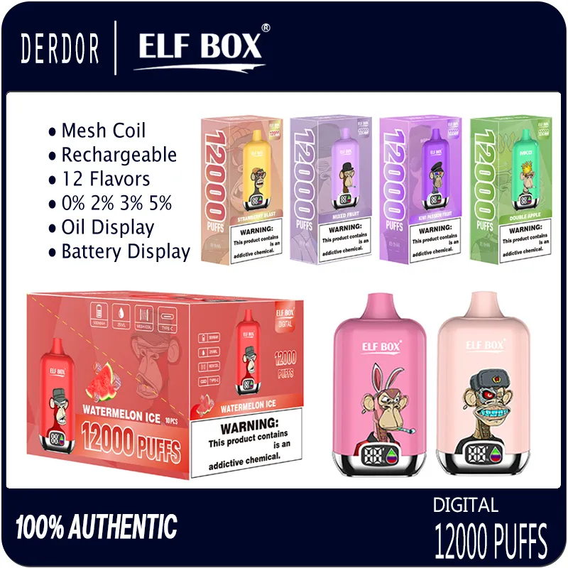 Elf Box Digital 12000 Puffs Puff 12K Disposable Vape E Cigarettes Mesh ...