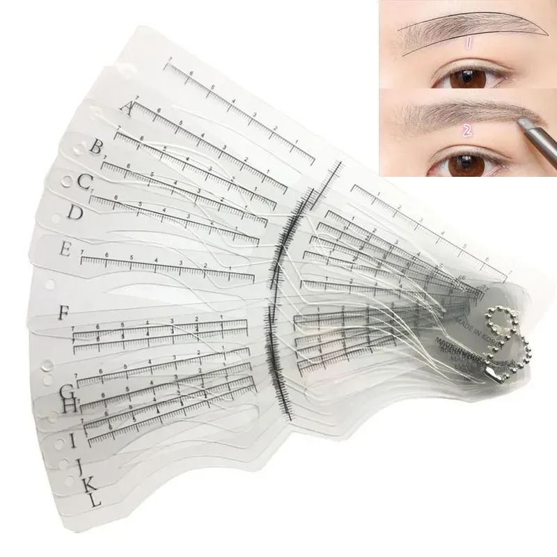 12 Styles Eyebrow Shaping Stencils: Reusable Microblading Template Kit ...