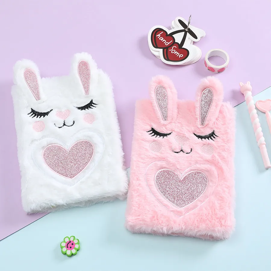 Plush Rabbit notebook windows with Lock - Cute Diary for Kids, Girls ...