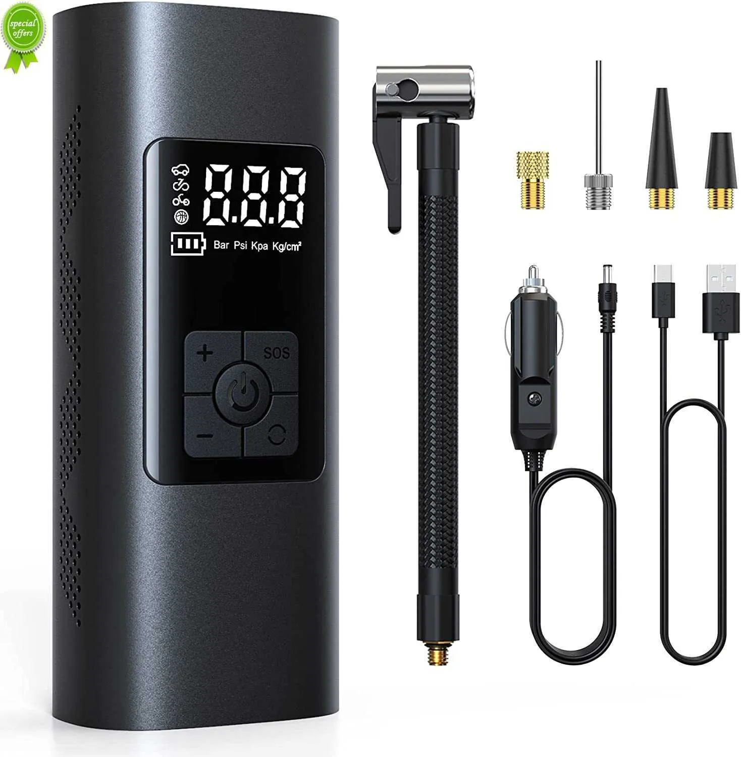 12V 6000mAh Portable Car Air Compressor 150PSI Electric Cordless Tire ...