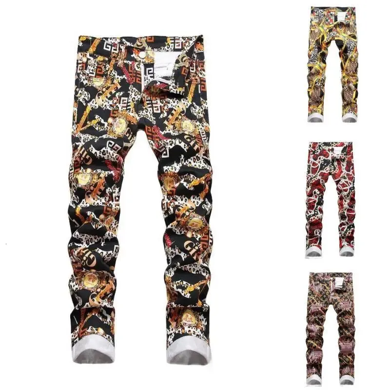 Digital Print Jeans: Men's & Women's Slim Fit Streetwear Pants - Mid ...
