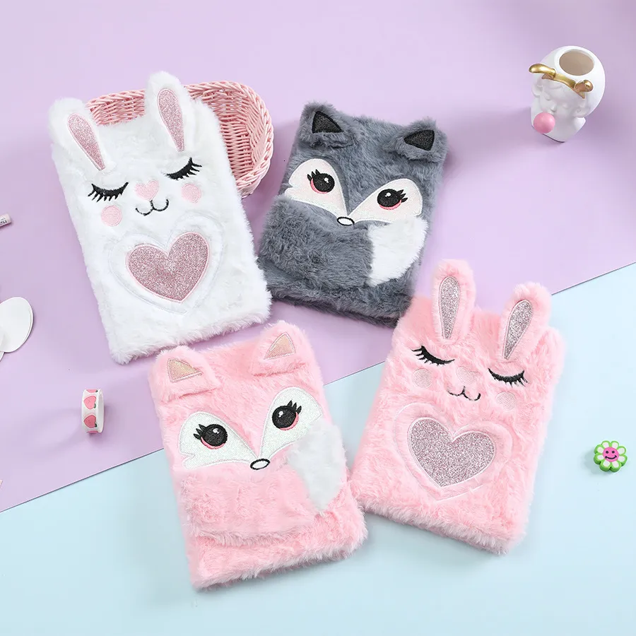 Plush Rabbit notebook windows with Lock - Cute Diary for Kids, Girls ...
