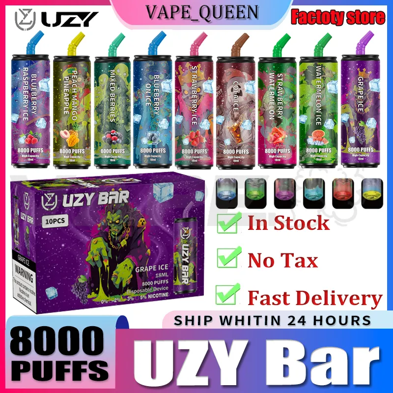 Original Uzy Bar Vape 8000 Puff Jetables E Cigarettes 1 2ohm Maille