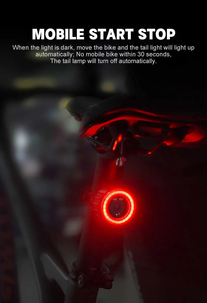X TIGER Smart Bike Tail Light Auto Brake Sensing, Waterproof LED, USB ...
