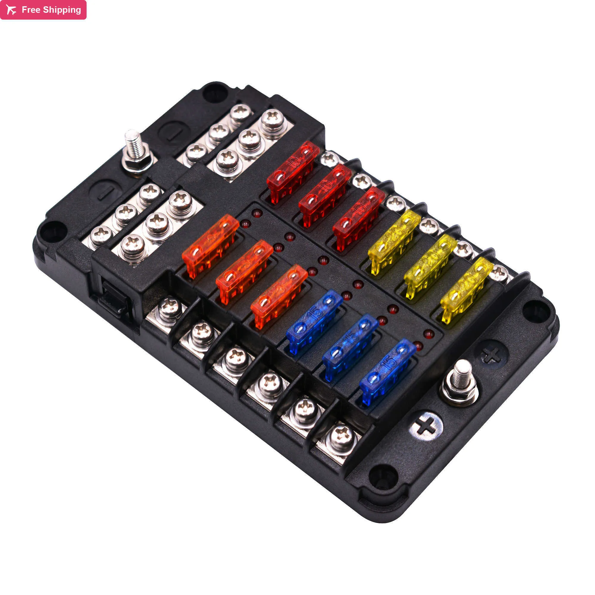 Car Boat Fuse Box Holder With 6 Ways 12 Ways Blade Fuse Holder Block ...