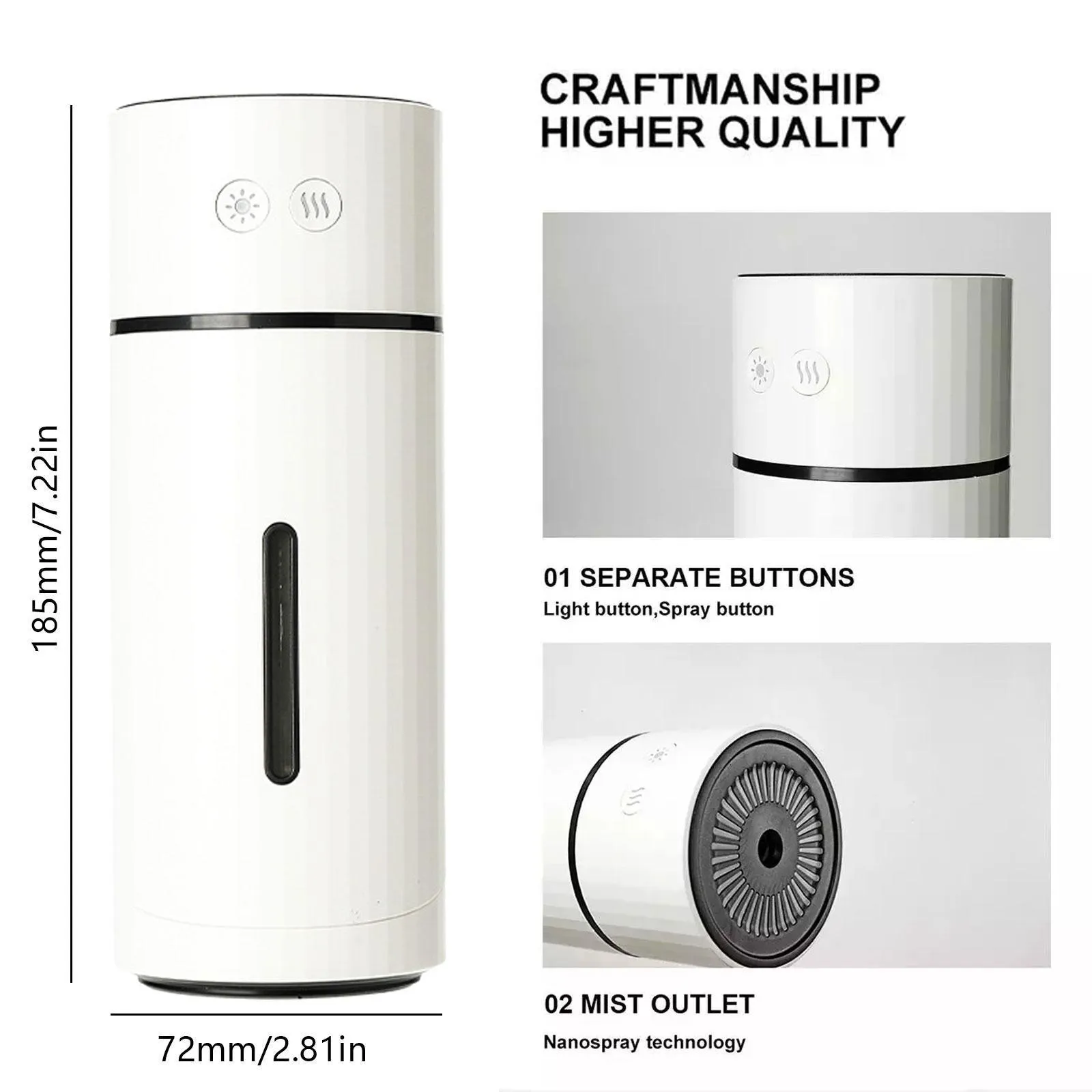 Humidifier Mini: 90 Degree Rotating Portable Air Humidifier With USB ...