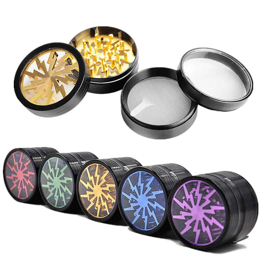 Premium 63mm Gold Smoking Grinder With For Unbreakable Split Glass ...