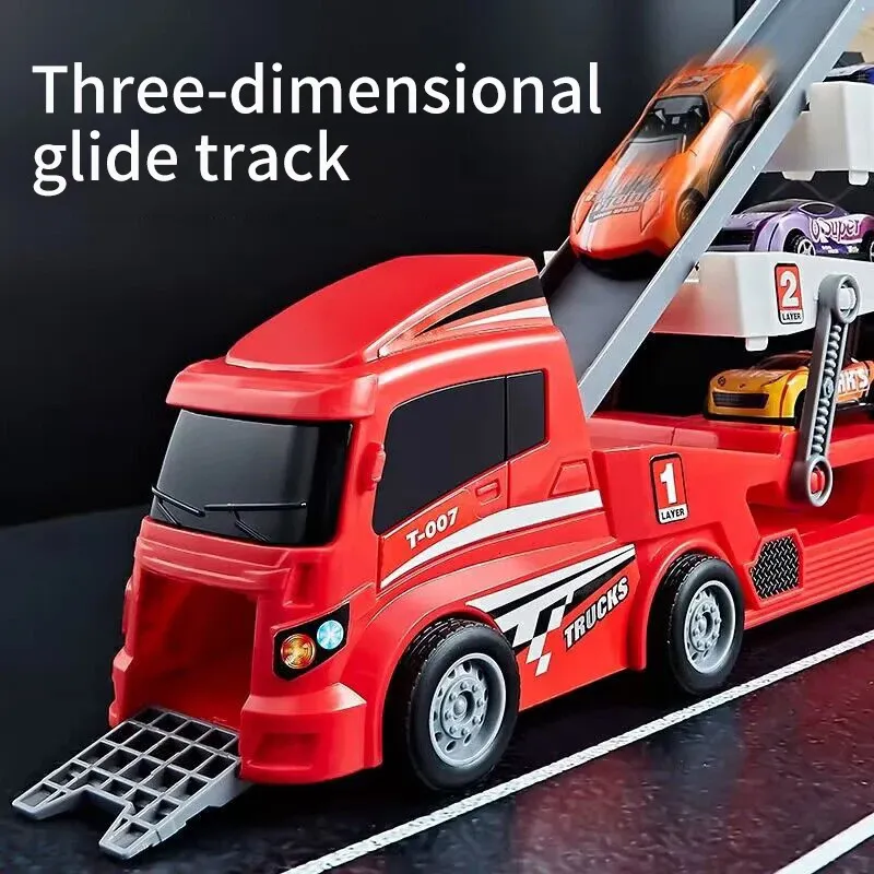 Diecast Model Ejector Container Truck Alloy Pull Back Toy For Kids ...
