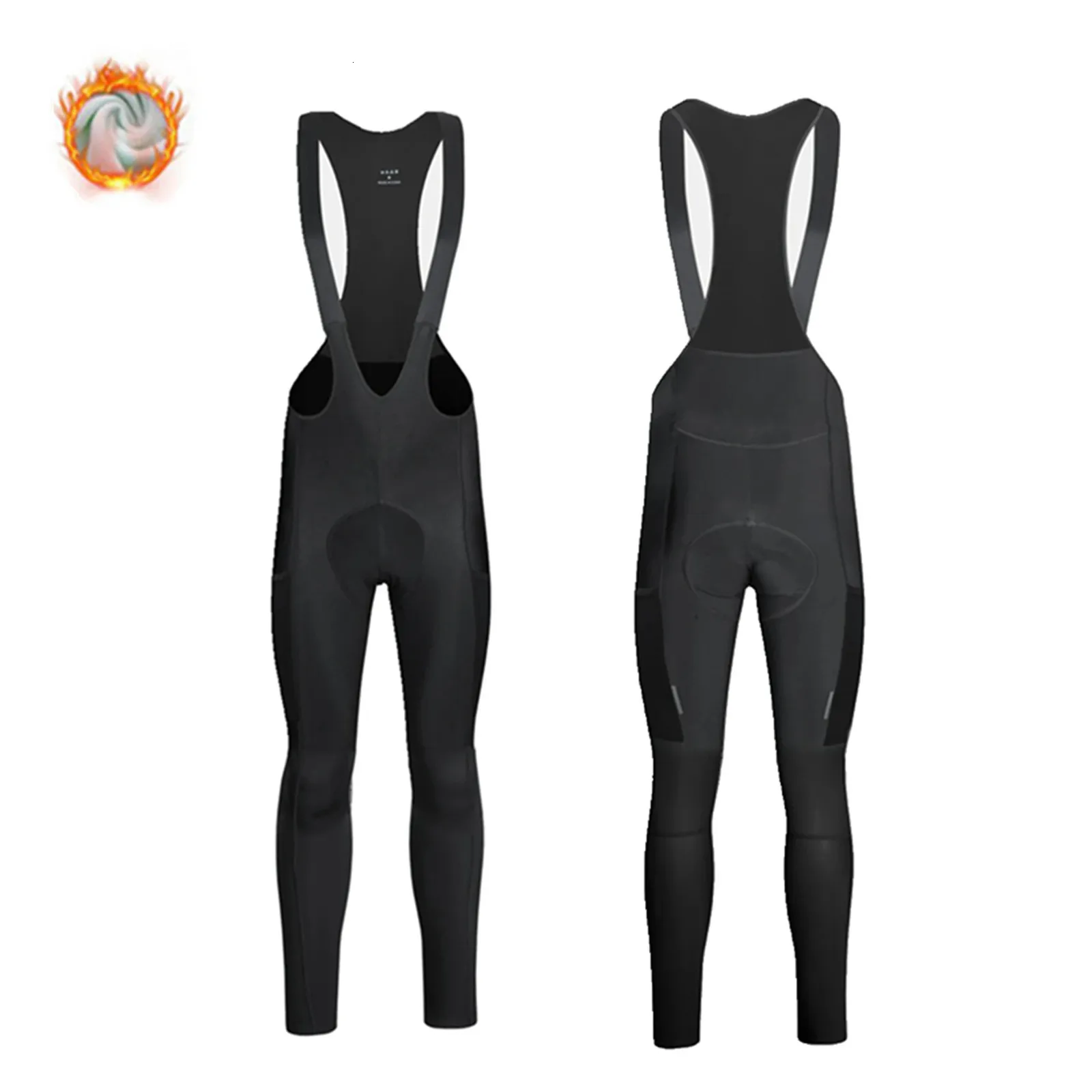 Men's Winter Cycling Bib Pants: 2-Pocket Fleece-Lined Thermal MTB Bike ...