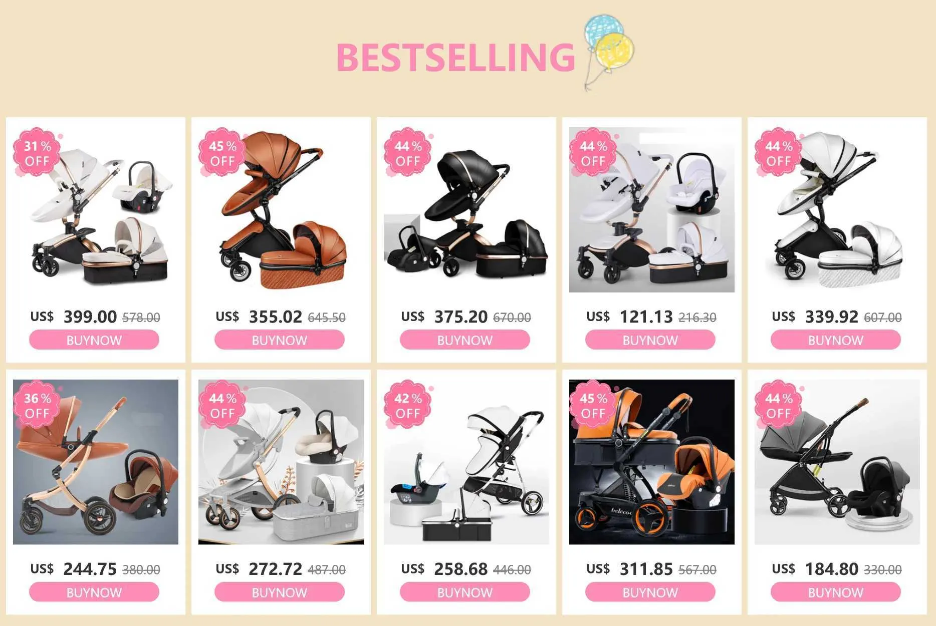 DHgate.com:Luxury 3-in-1 Baby Stroller with Eggshell Leather and High ...