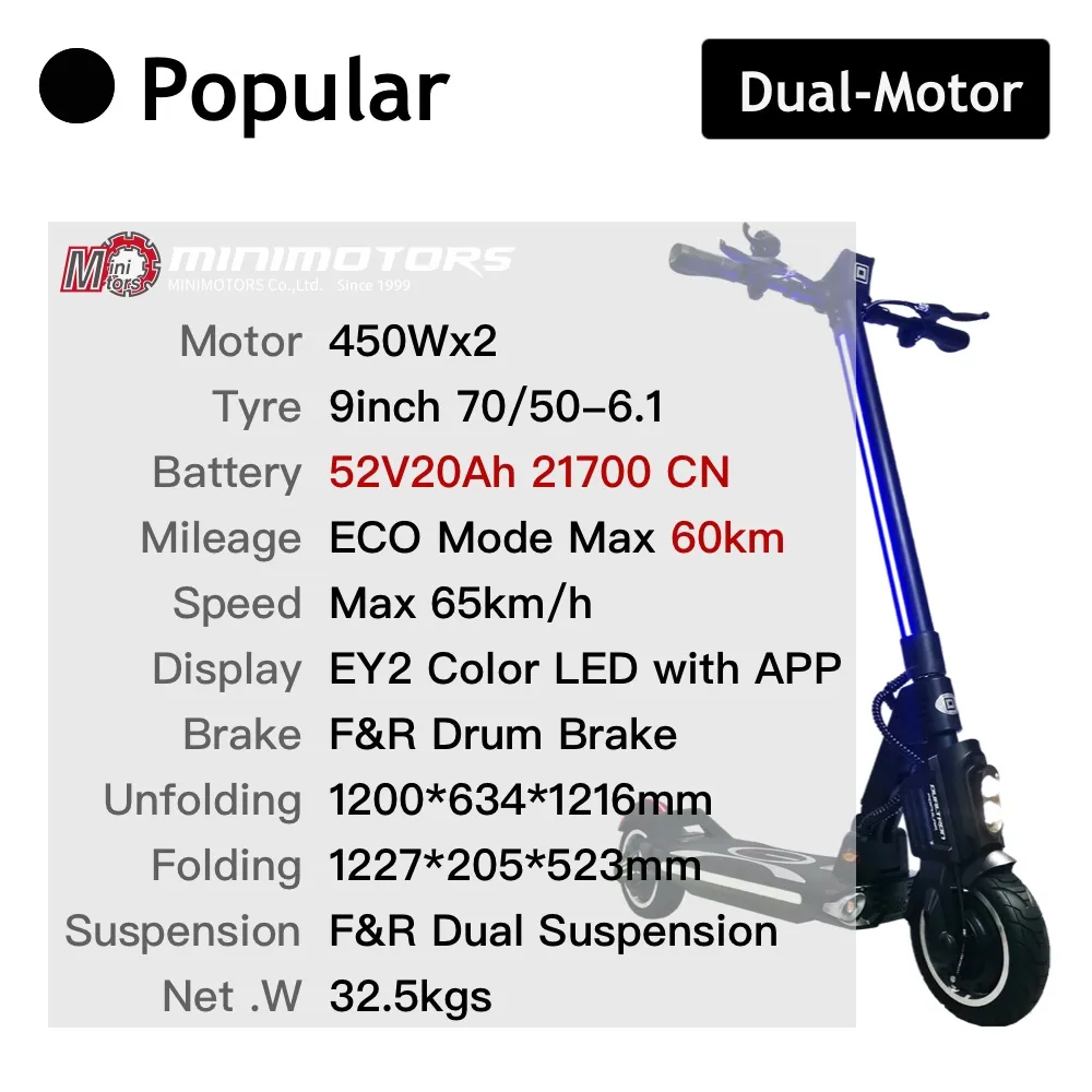 Wolf King Gt Scooter Dual Motor 450W*2 52V 14Ah/20Ah 25Ah With 9 Inch ...