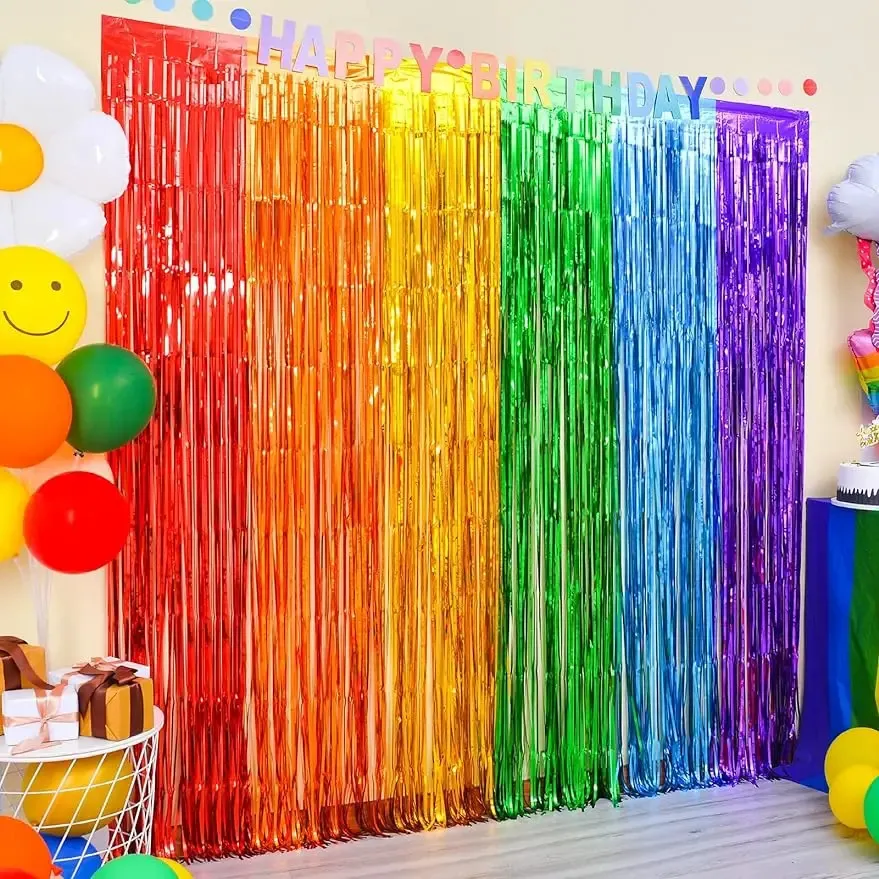 DHgate.com:2 Packs Rainbow Foil Fringe Curtains & Tinsel Metallic ...