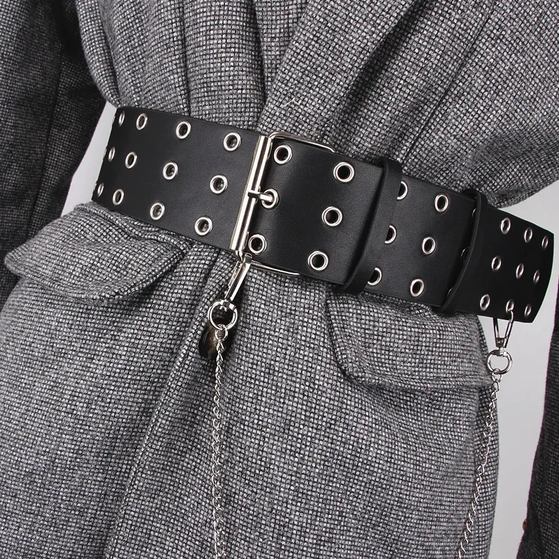 DHgate.com:Gothic Punk Chain Corset Belt: All-Eyelet Leather Waist ...